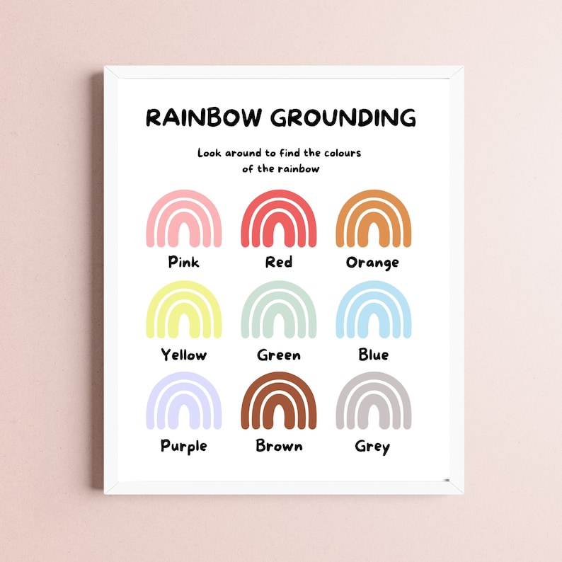 Rainbow Grounding Anxiety Poster Rainbow Breathing Boho Classroom Decor ...