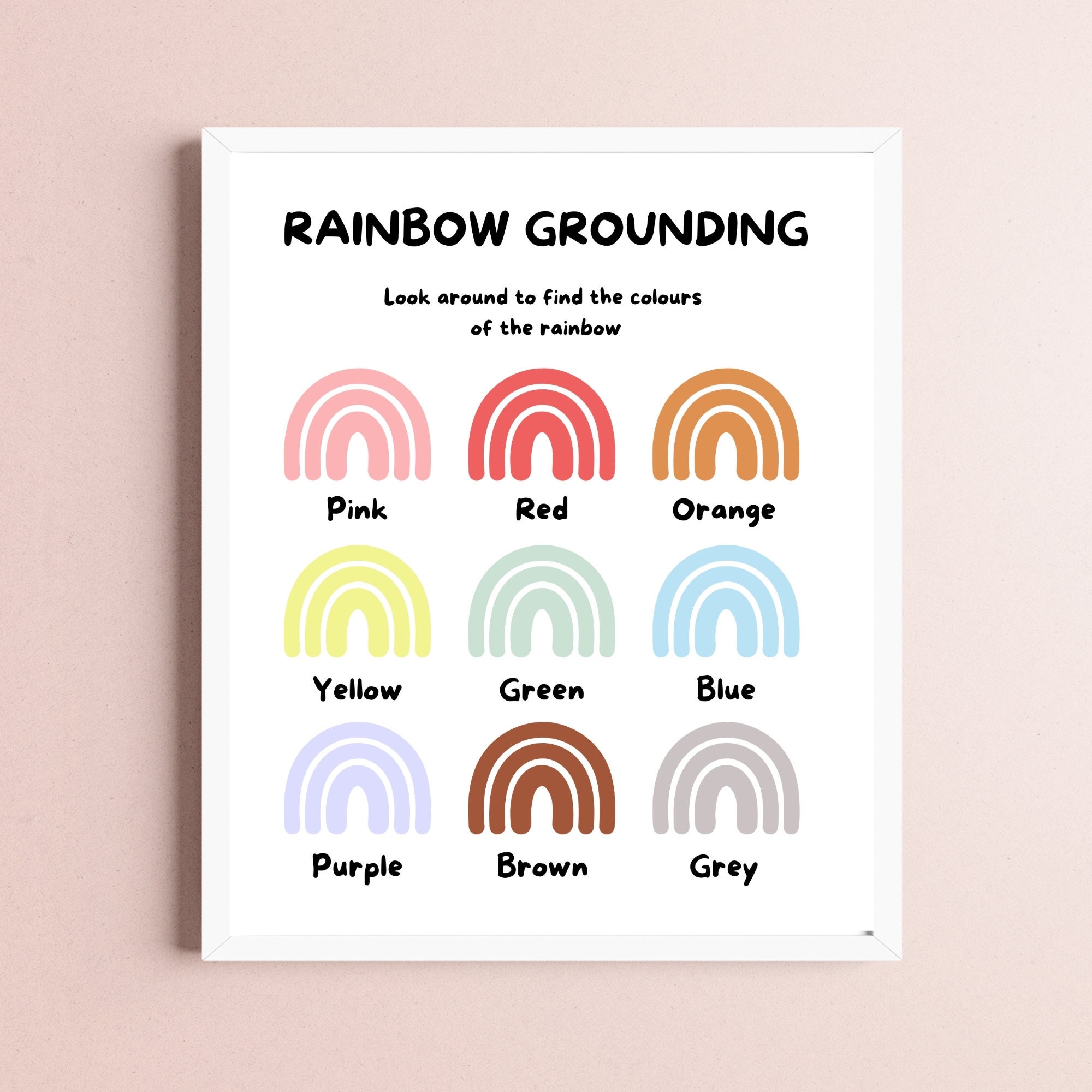 Rainbow Grounding Anxiety Poster Rainbow Breathing Boho Classroom Decor ...