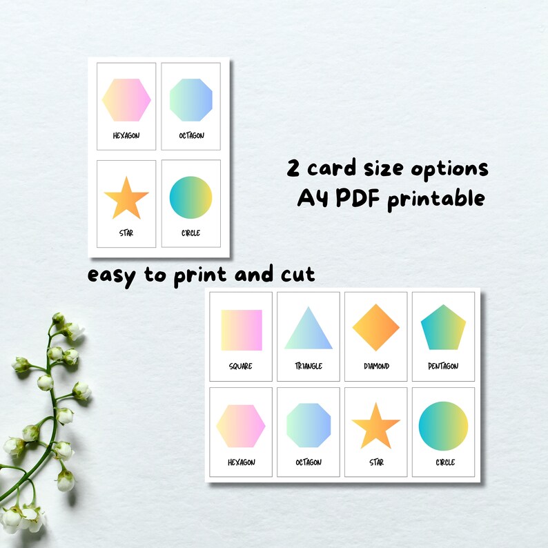 16 Shapes Flashcards Gradient Colours Shapes Flash Cards for Toddlers ...