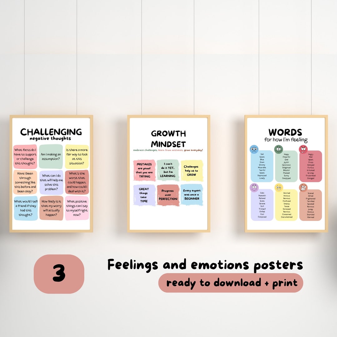 Set of 3 Coping Skills Posters Calm Down Corner Kit Therapy Tools ...