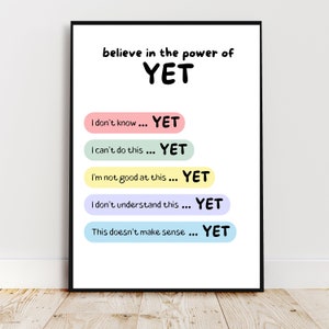 The Power of yet Poster, School Counselor, Growth Mindset Poster ...