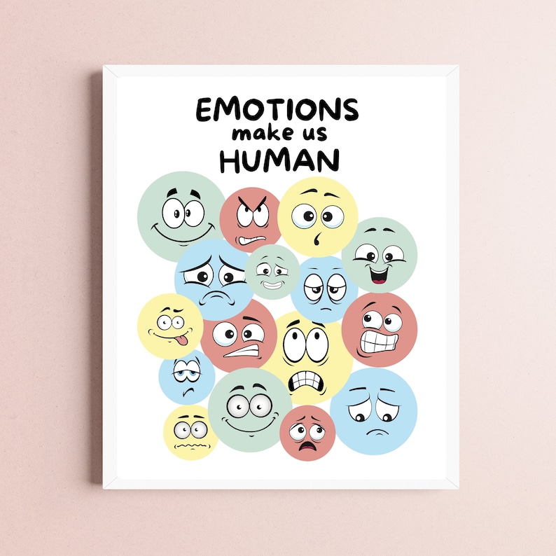 Emotions Poster Pastels Feelings Chart Kids Wall Art Mindfulness Prints ...