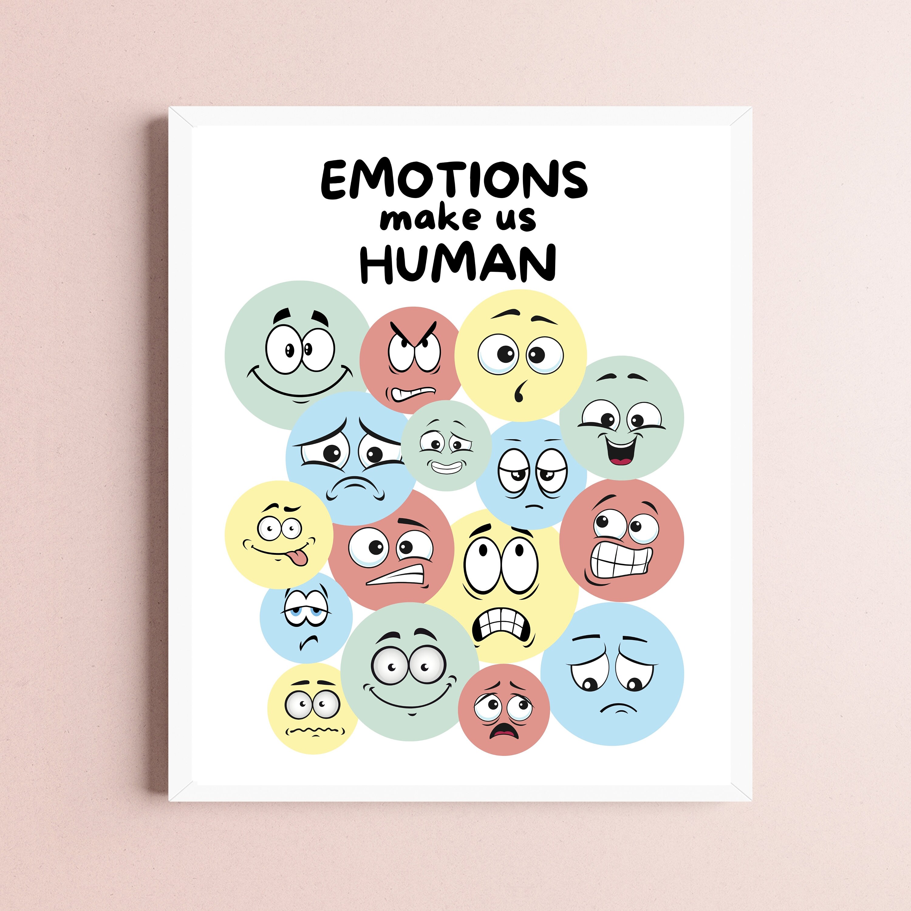 Emotions Poster Pastels Feelings Chart Kids Wall Art Mindfulness Prints ...