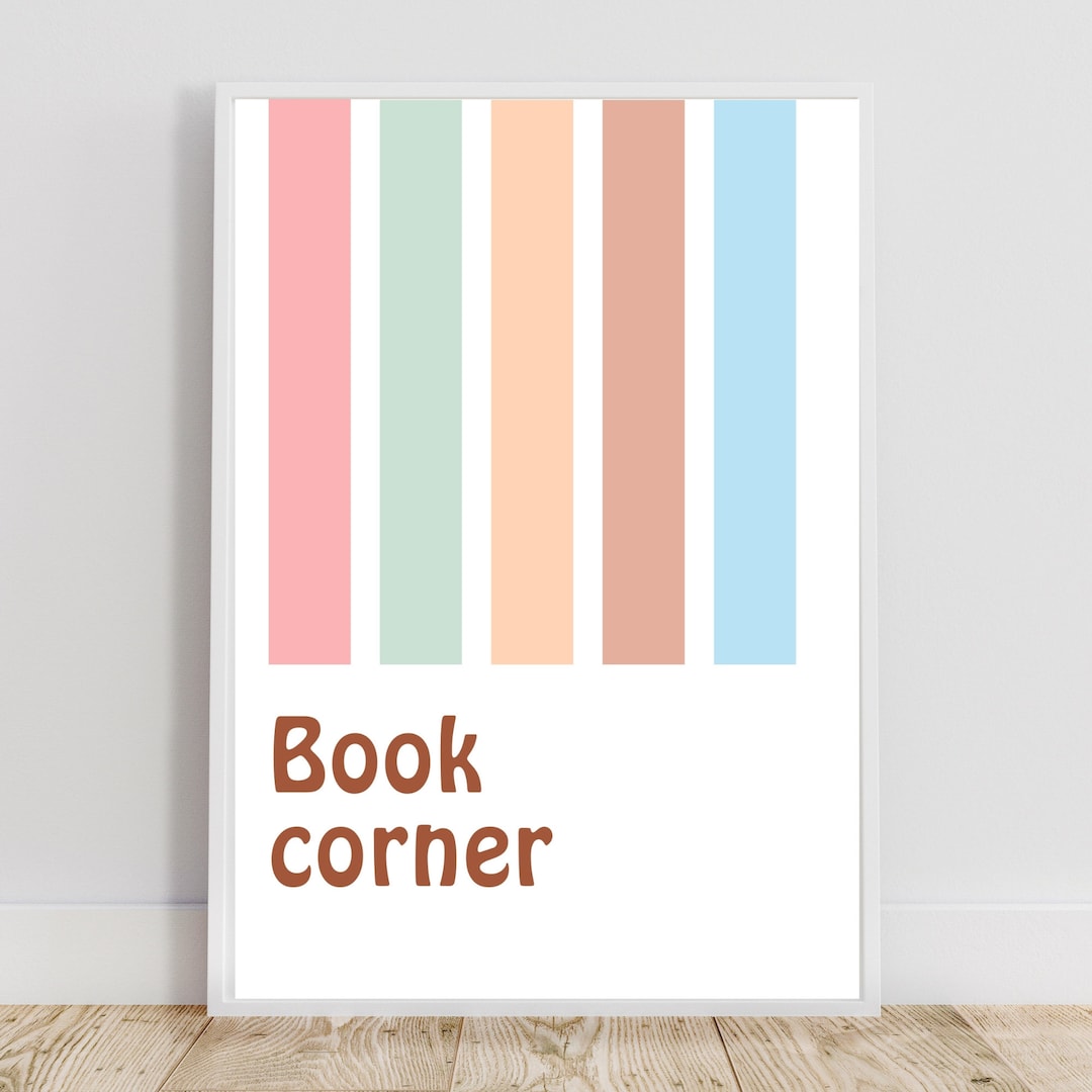 Book Corner Poster Kids Read Corner Reading Corner Wall Art Boho ...