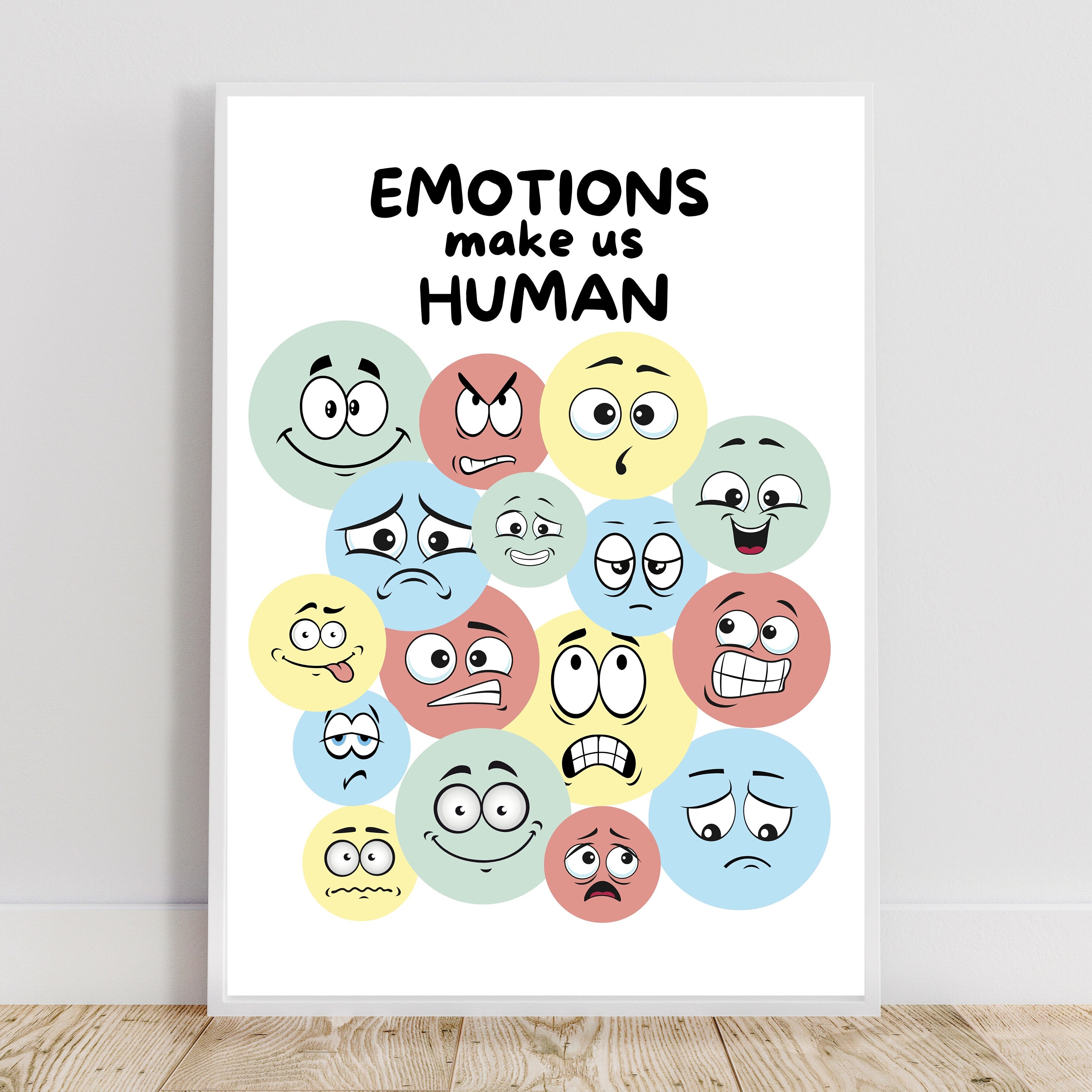Emotions Poster Pastels Feelings Chart Kids Wall Art Mindfulness Prints ...