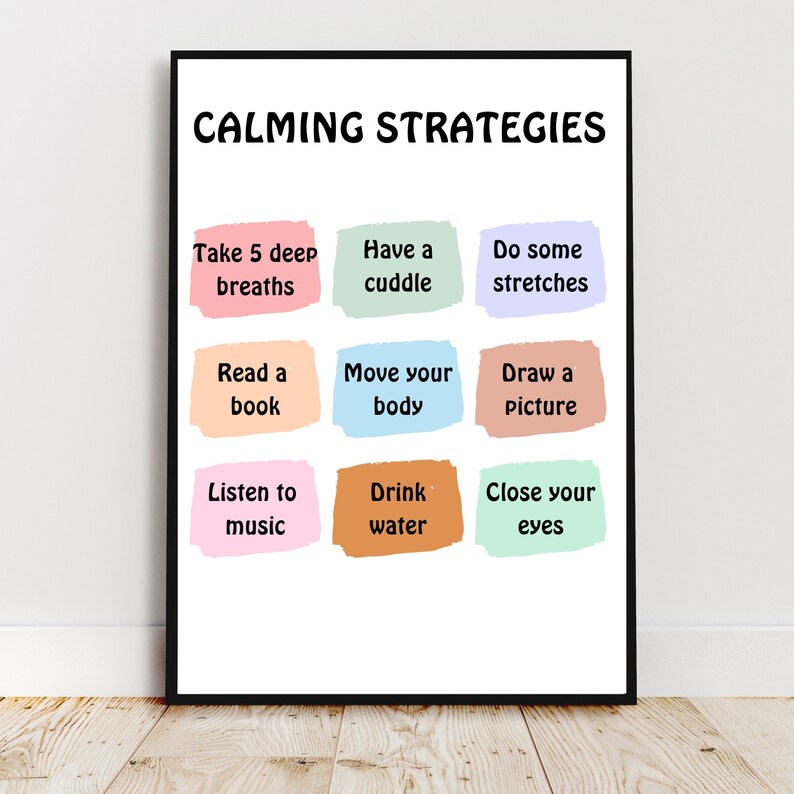 Calming Strategies Printable Boho Classroom Decor Calm Down Corner ...