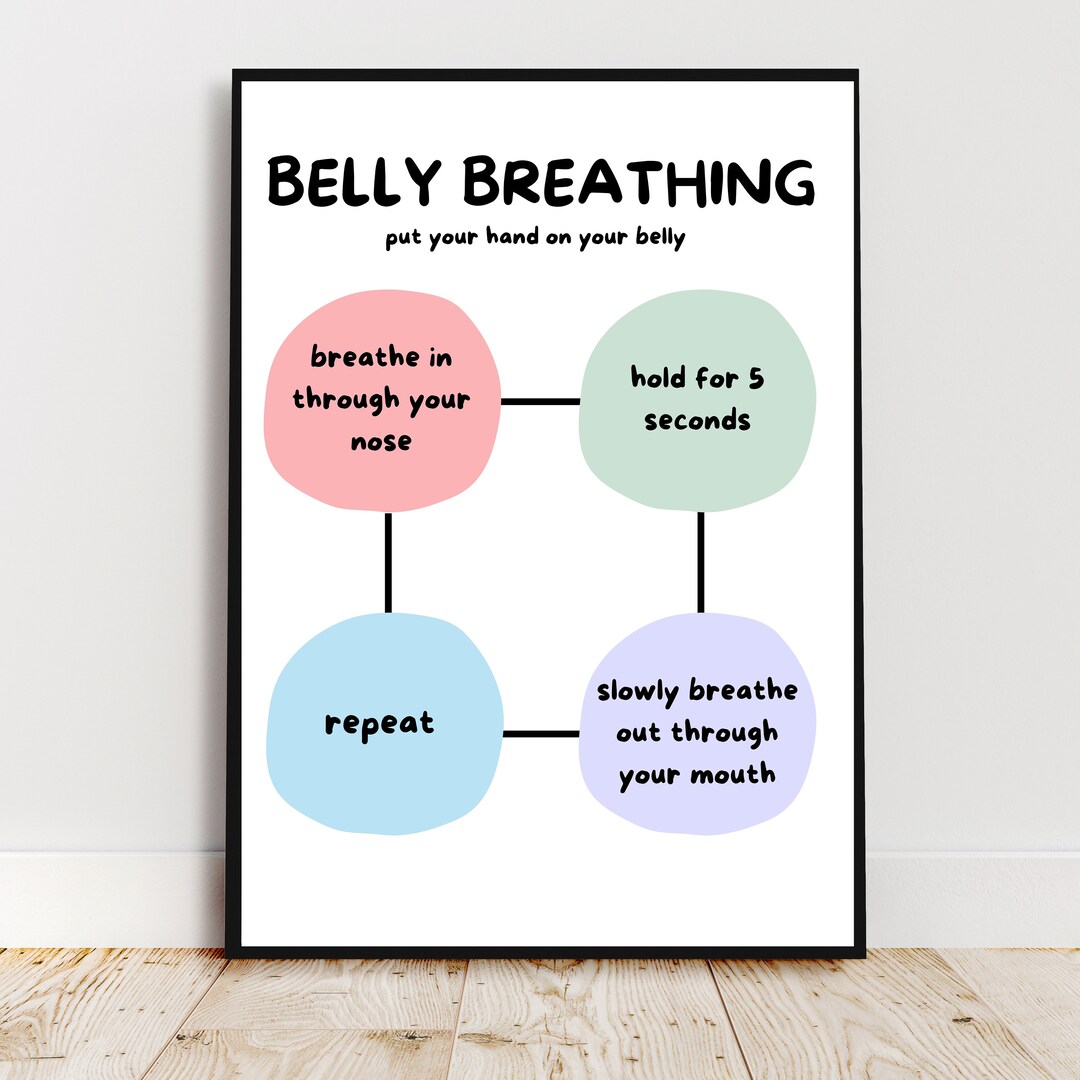 Belly Breathing Print Mindfulness Print Anxiety Relief Calm Down ...