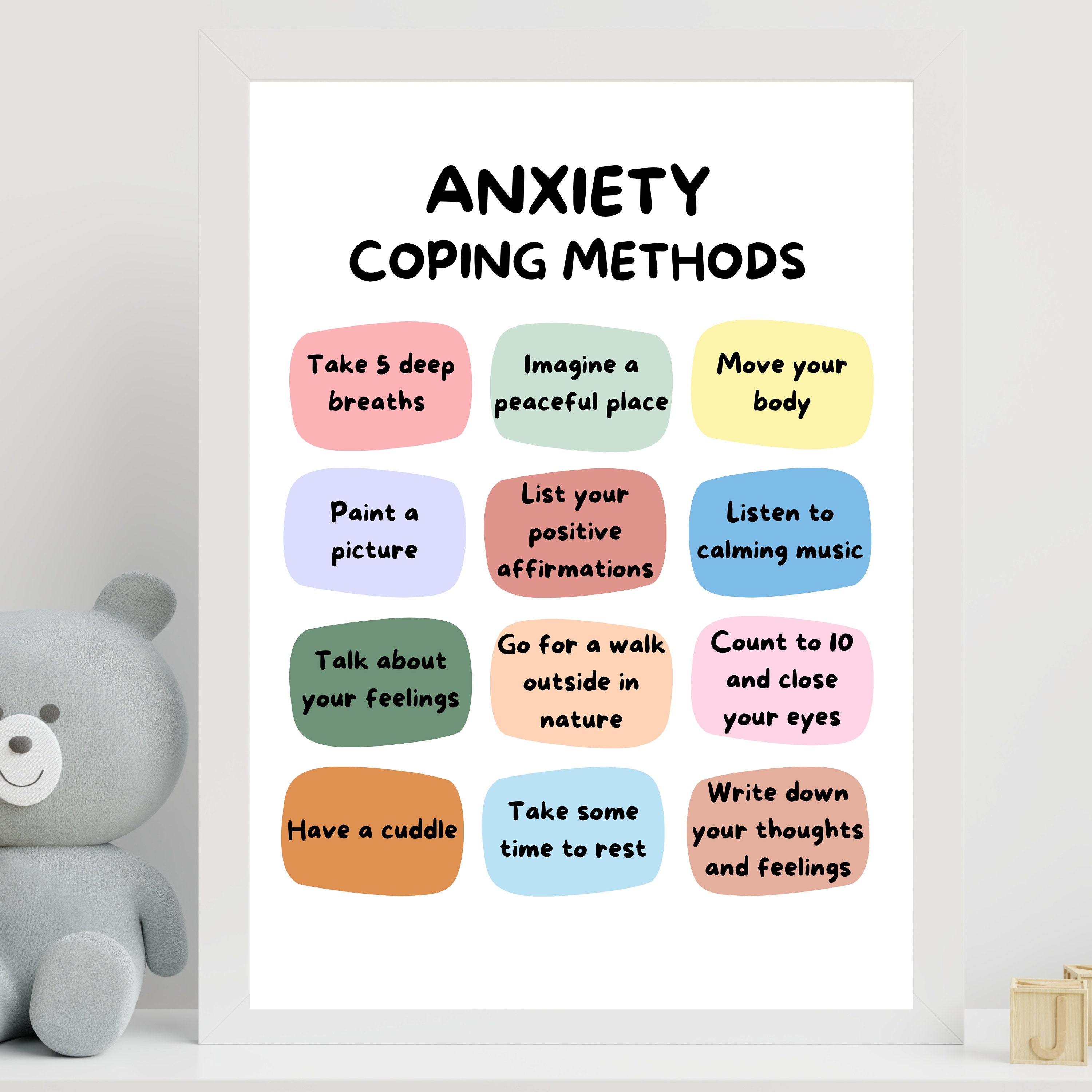 Anxiety Coping Methods Poster Self Regulation Print Calming Corner ...
