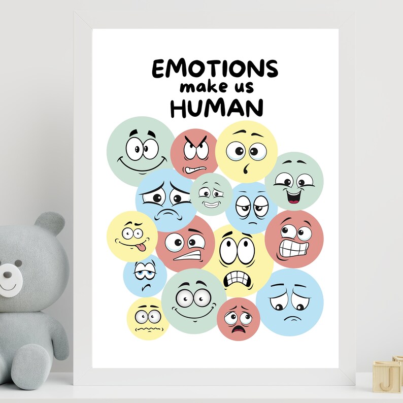 Emotions Poster Pastels Feelings Chart Kids Wall Art Mindfulness Prints ...