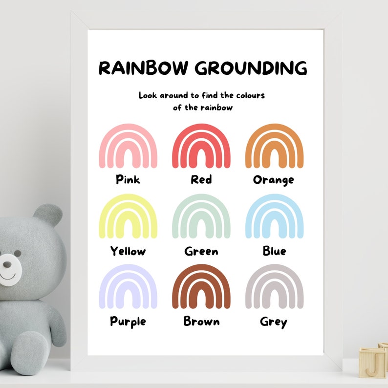 Rainbow Grounding Anxiety Poster Rainbow Breathing Boho Classroom Decor ...