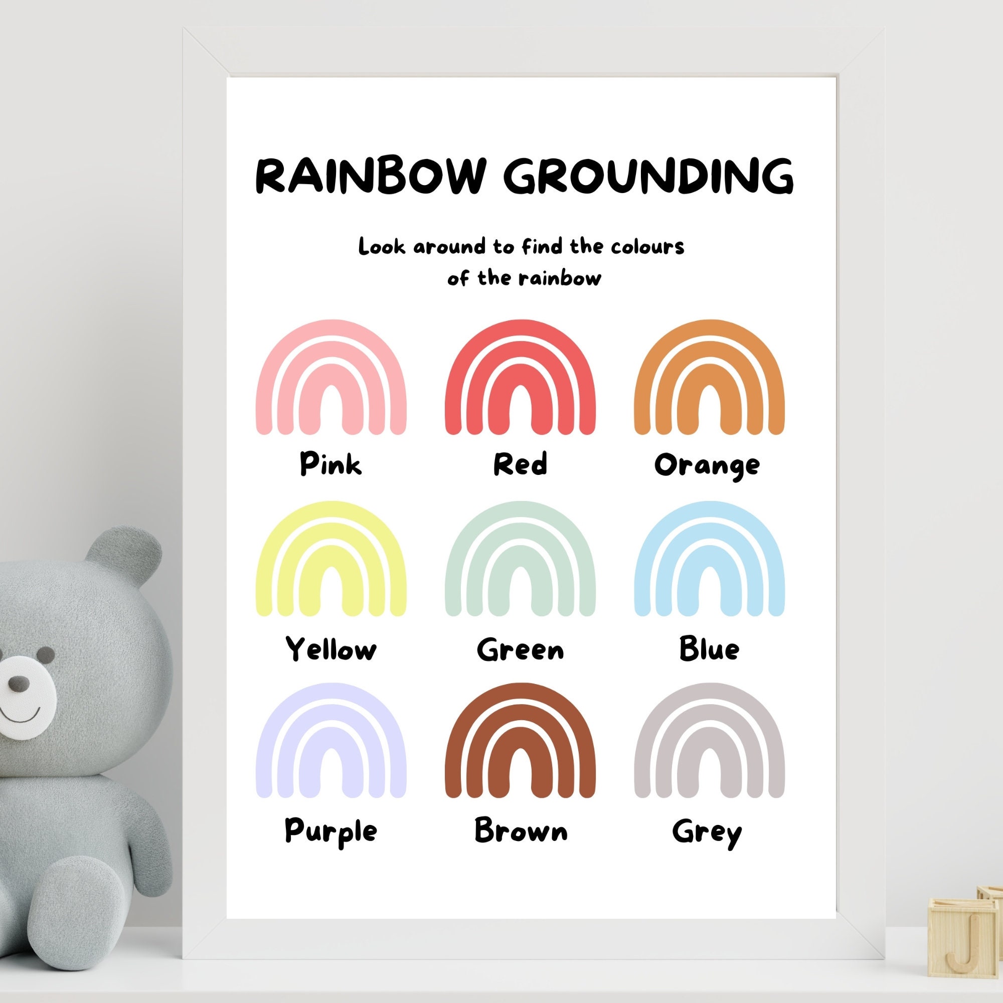 Rainbow Grounding Technique Exercise Poster for Anxiety Management ...