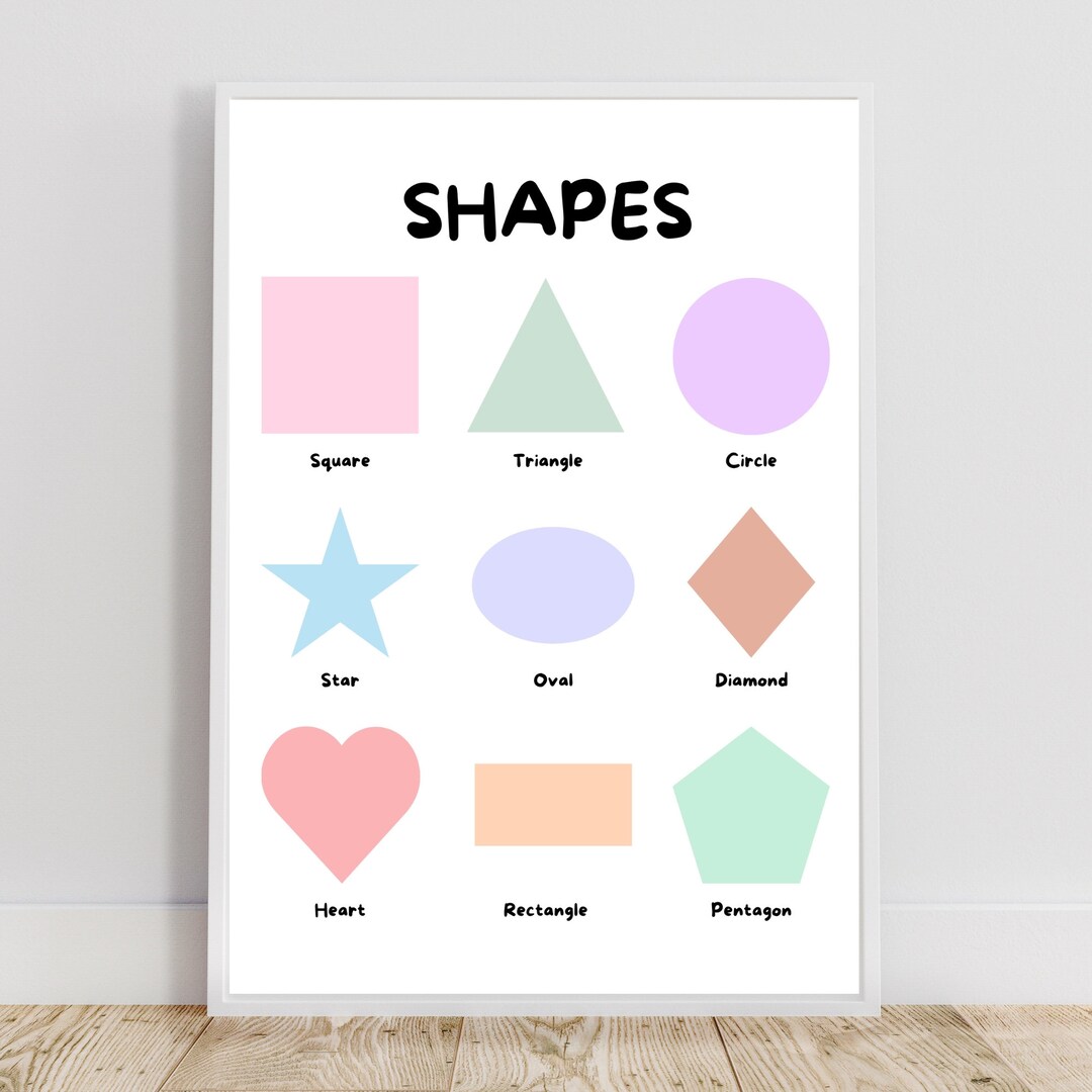 Shapes Poster Educational Wall Art School Prints Shapes Boho Classroom ...