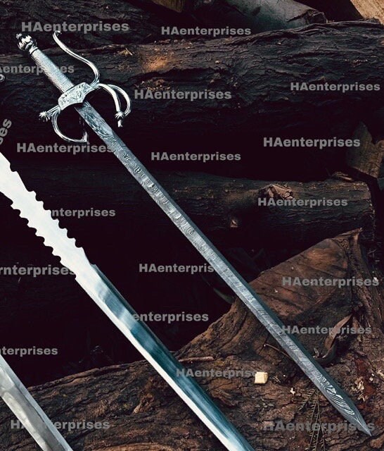 Hand Forged Damascus Steel Rapier Sword With Leather Sheath, Medieval ...