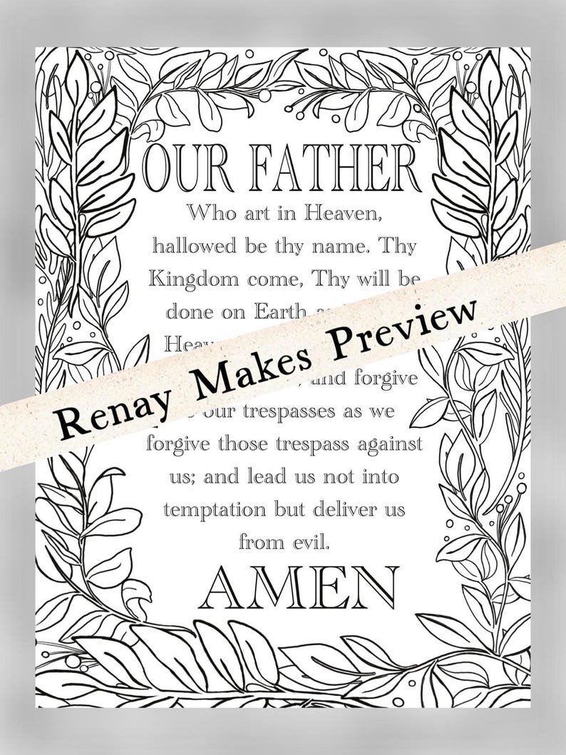 Our Father Prayer Poster & Coloring Page - Etsy