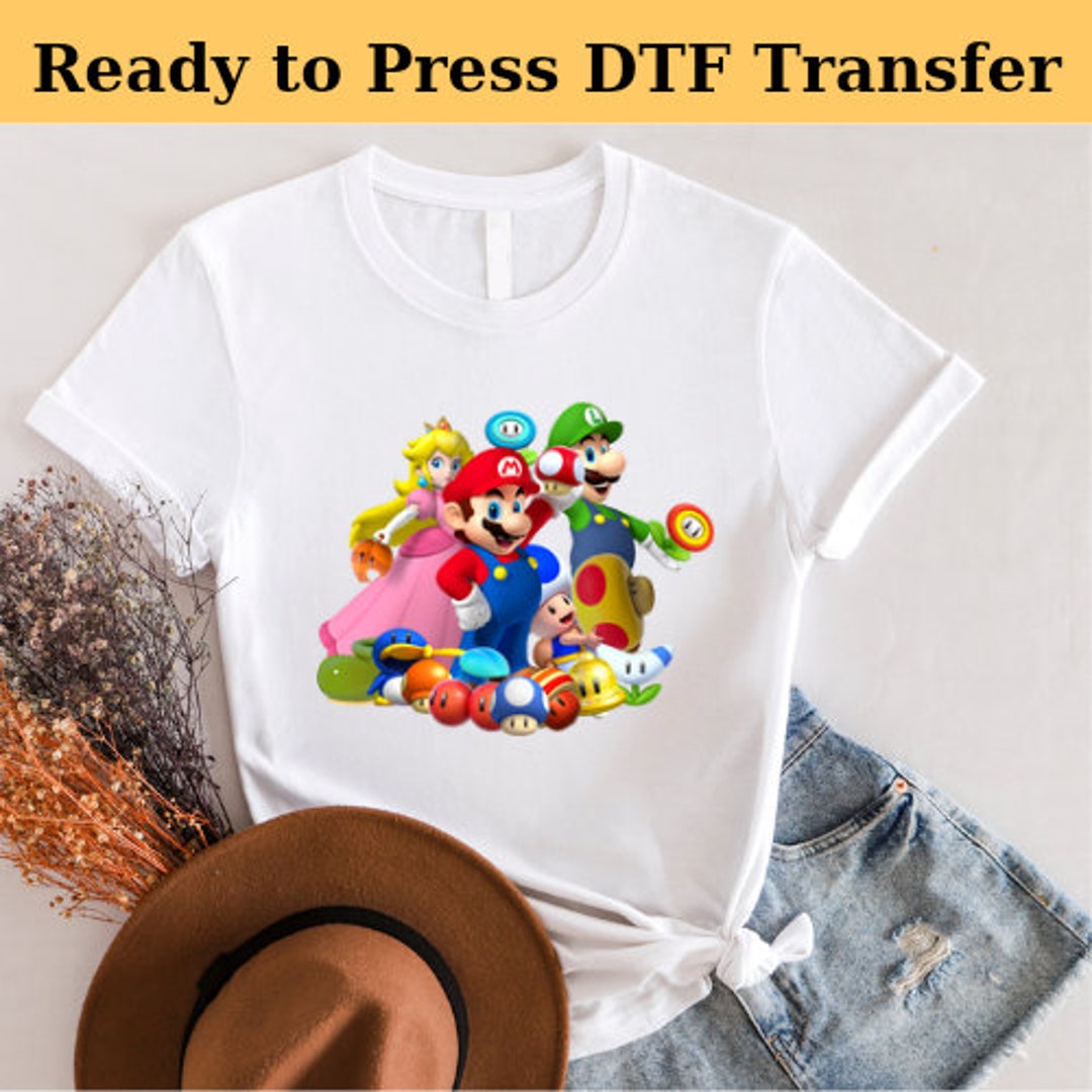 Super Mario Character DTF Transfer,mario Christmas Party Ready to Press ...