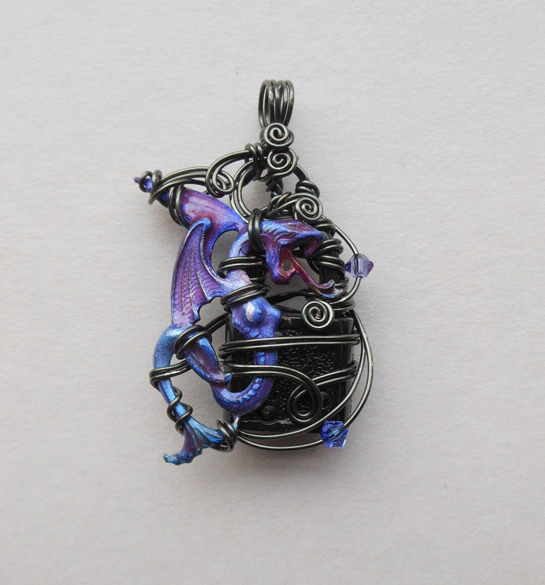 Purple Winged Serpent Lock Pendant Wyvern/dragon, Black Lock, Swarovski ...