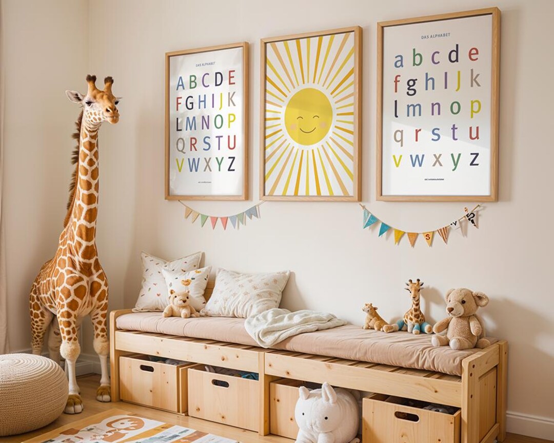 Sun Poster, Alphabet Uppercase and Lowercase Letters, Set of 3 Children ...