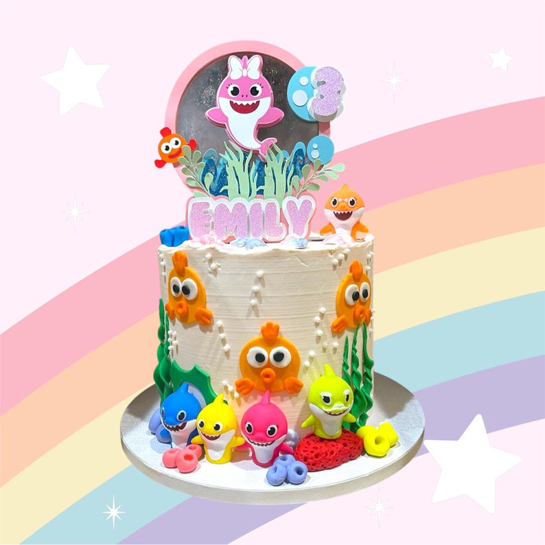 Baby Shark Shaker Cake Topper, Baby Shark Pink Shaker Cake Topper, Baby ...