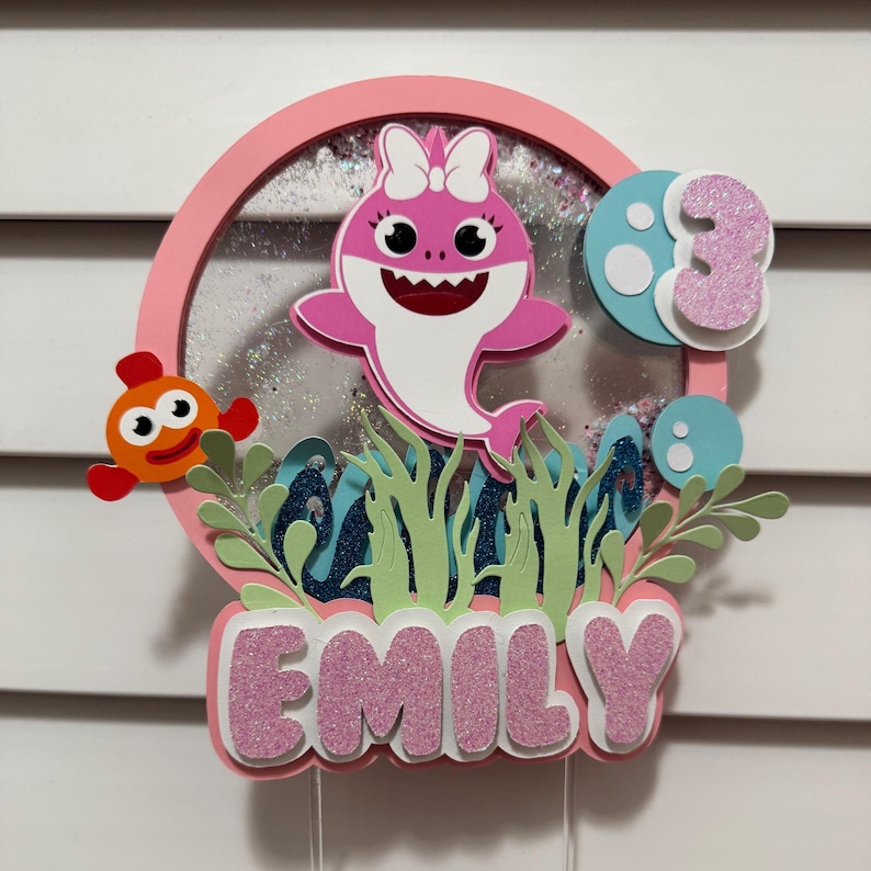 Baby Shark Shaker Cake Topper, Baby Shark Pink Shaker Cake Topper, Baby ...