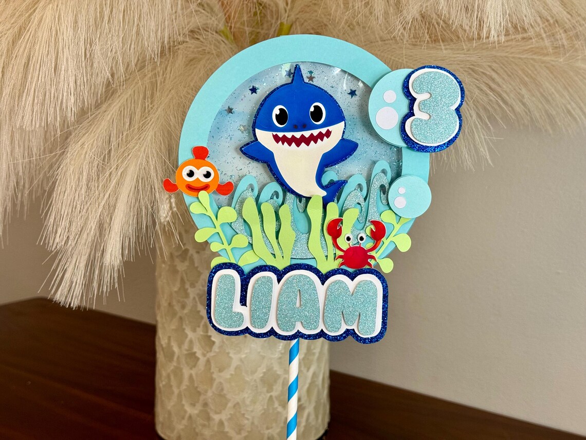 Custom Baby Shark Cake Topper, Baby Shark Cake Topper, Birthday Cake ...