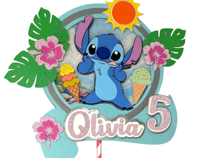 Stitch Cake Topper | Birthday Cake Topper | Shaker Cake Topper | 3D ...