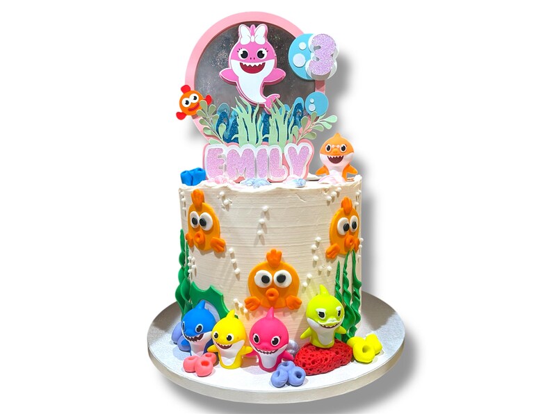 Baby Shark Shaker Cake Topper, Baby Shark Pink Shaker Cake Topper, Baby ...