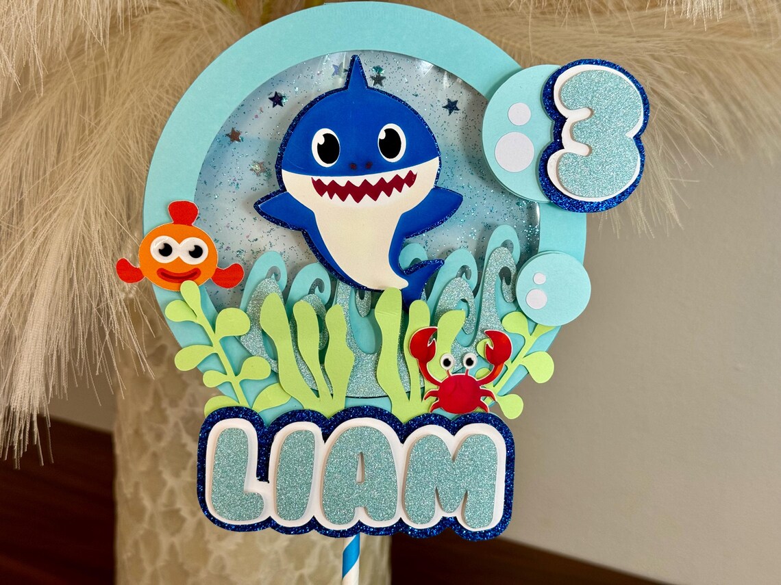Custom Baby Shark Cake Topper, Baby Shark Cake Topper, Birthday Cake ...
