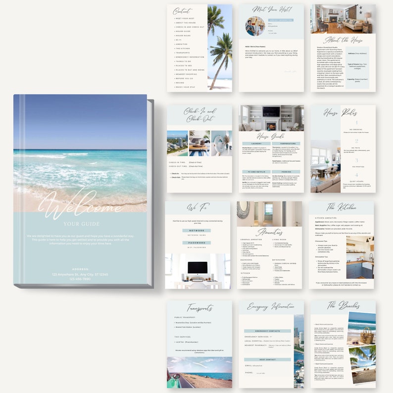 Rental Welcome Book Canva Template, Beach Welcome Book for Vacation ...