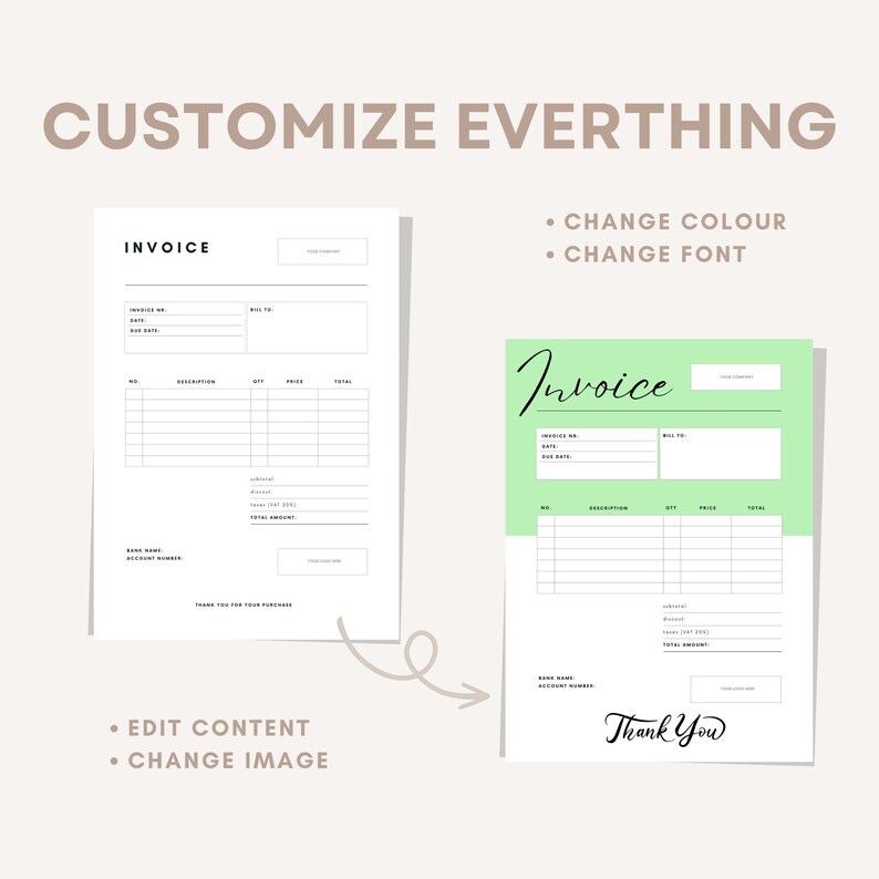 Minimalist Invoice Template, Invoice Template for Small Business ...