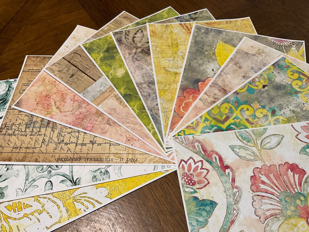 Printed Collage Paper - 12 Full Sheets Tear Paper Junk Journals ...