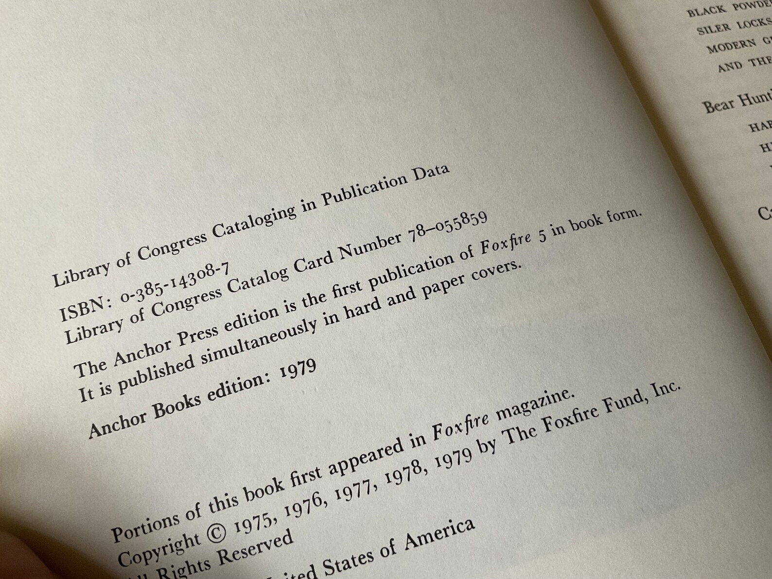 1979 Vintage Book Foxfire 5 Ironmaking, Blacksmithing, Flintlock Rifles ...