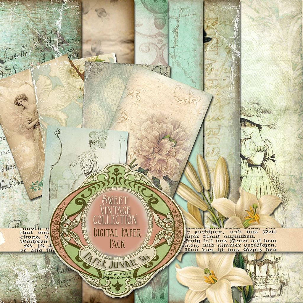 Sweet Vintage Digital Paper Pack 2 | Etsy