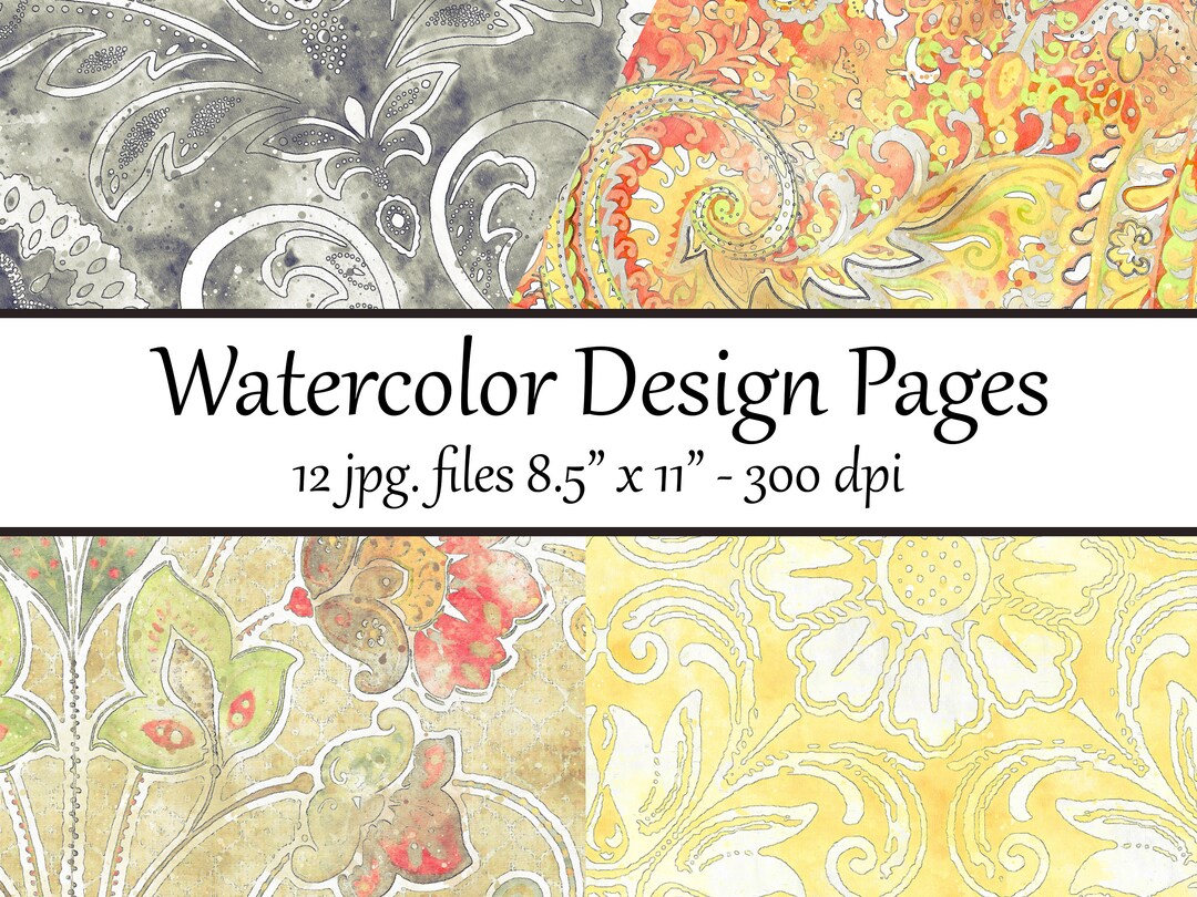 Digital Journal Pages Background Pages Watercolor Designs Digital Paper ...