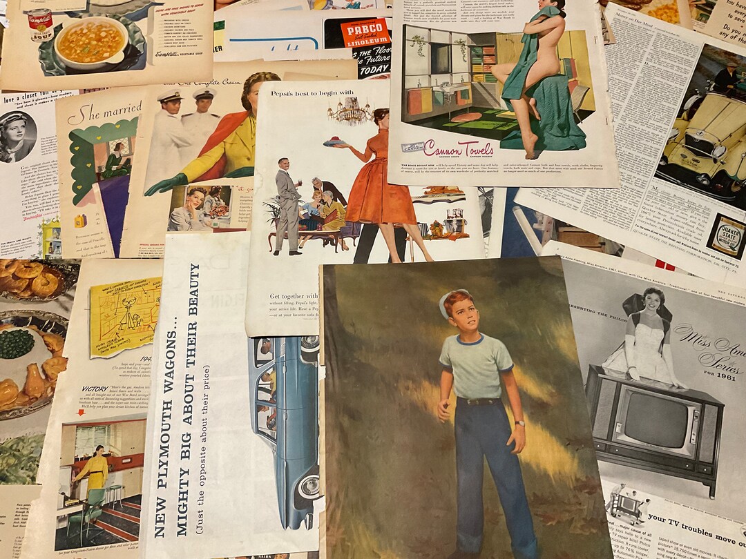 Vintage Magazine Pages Pack - 35 Sheets for Collage, Junk Journals ...