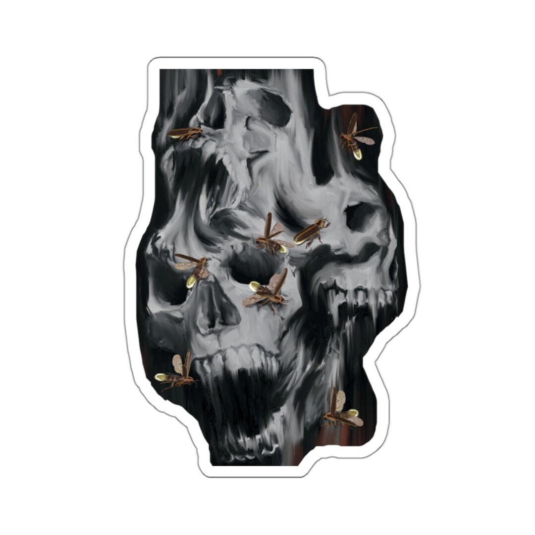 Skull and Lightning Bug Surreal Sticker - Etsy