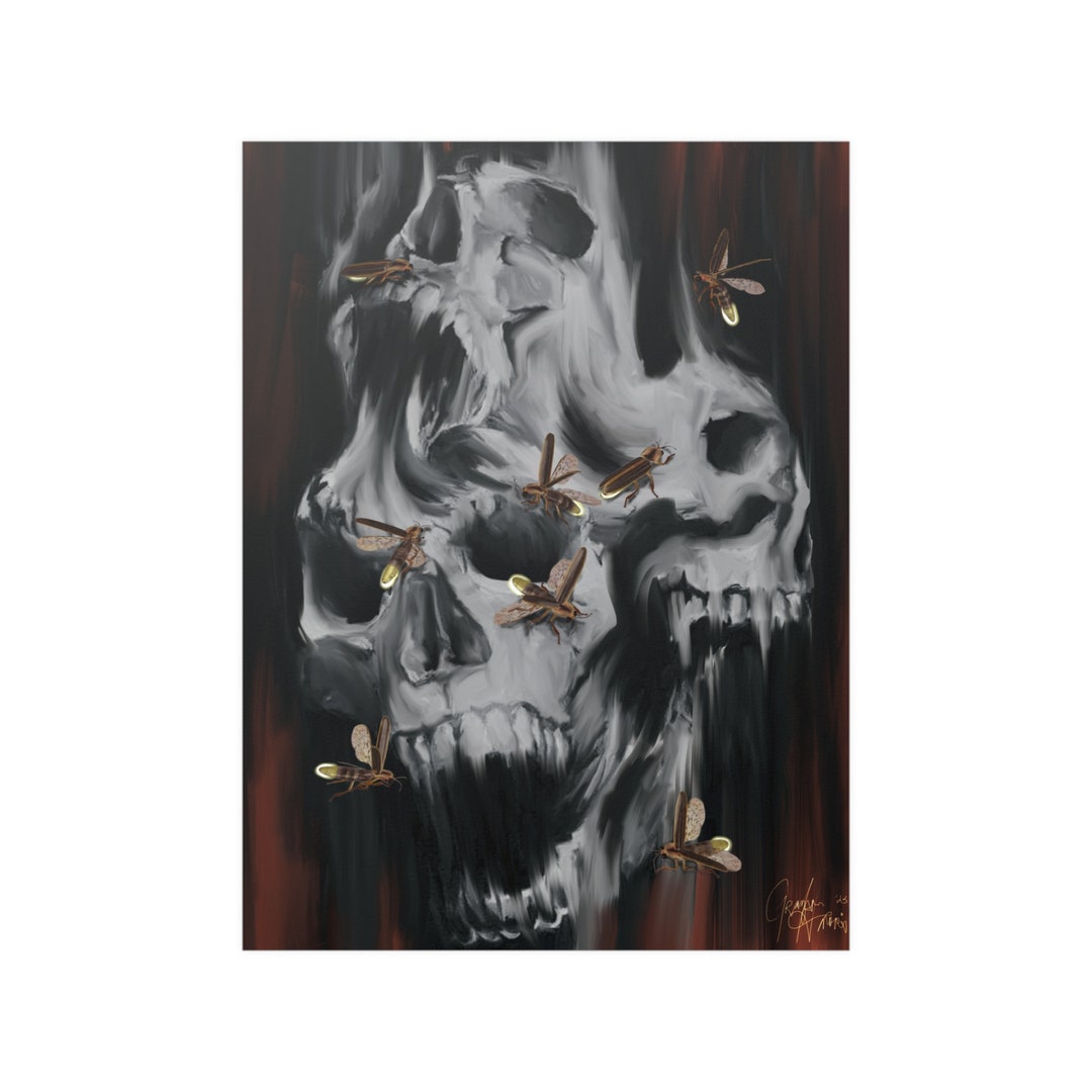 Skull and Lightning Bug Surreal Art Satin Poster Print (210gsm) - Etsy