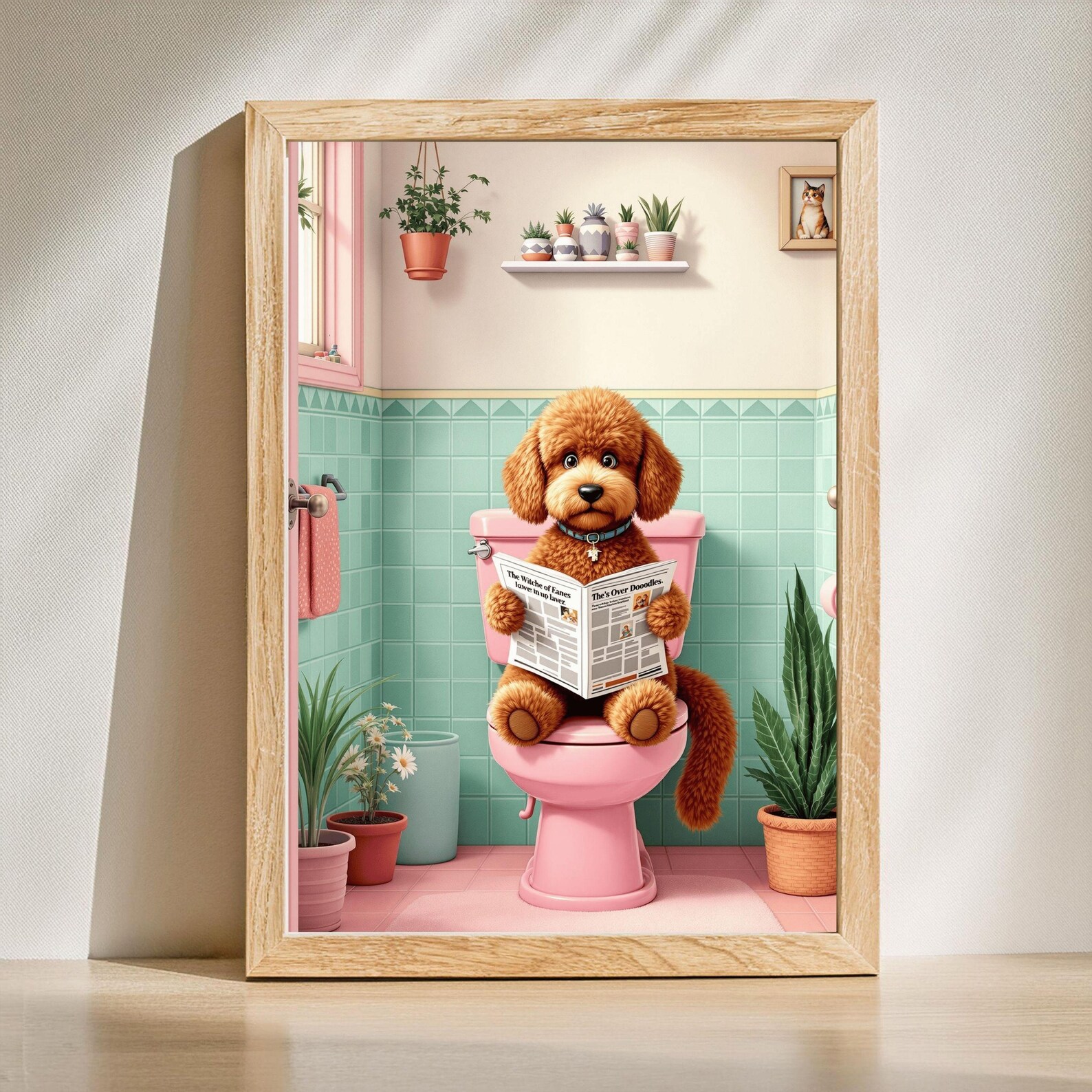 Funny Poodle Reading Toilet Print: Whimsical Bathroom Wall Art - Etsy