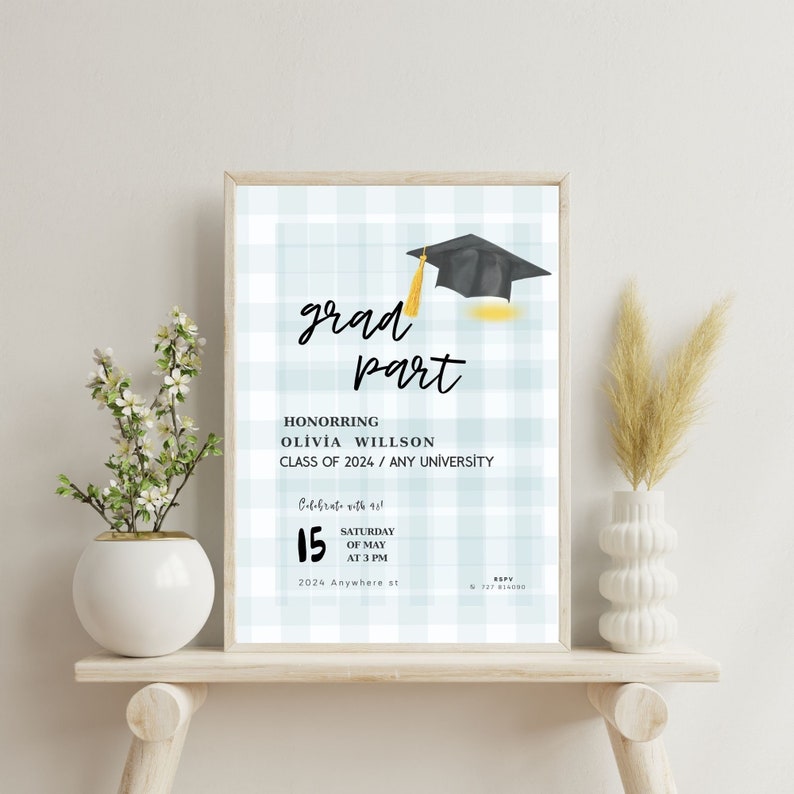 Graduation Party Invitation, Graduation Invitation Template, High ...