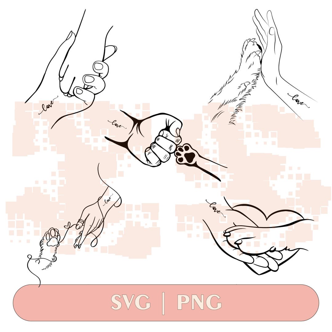 Paw and Hand SVG Bundle, Paw Love SVG, Valentine Pet Svg, Dog Mom Svg ...