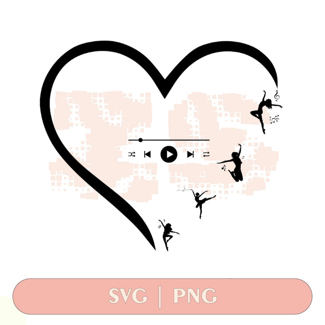 Heart Dancer SVG PNG Play Music Svg Png Outline Dancer Svg Png Dancer ...