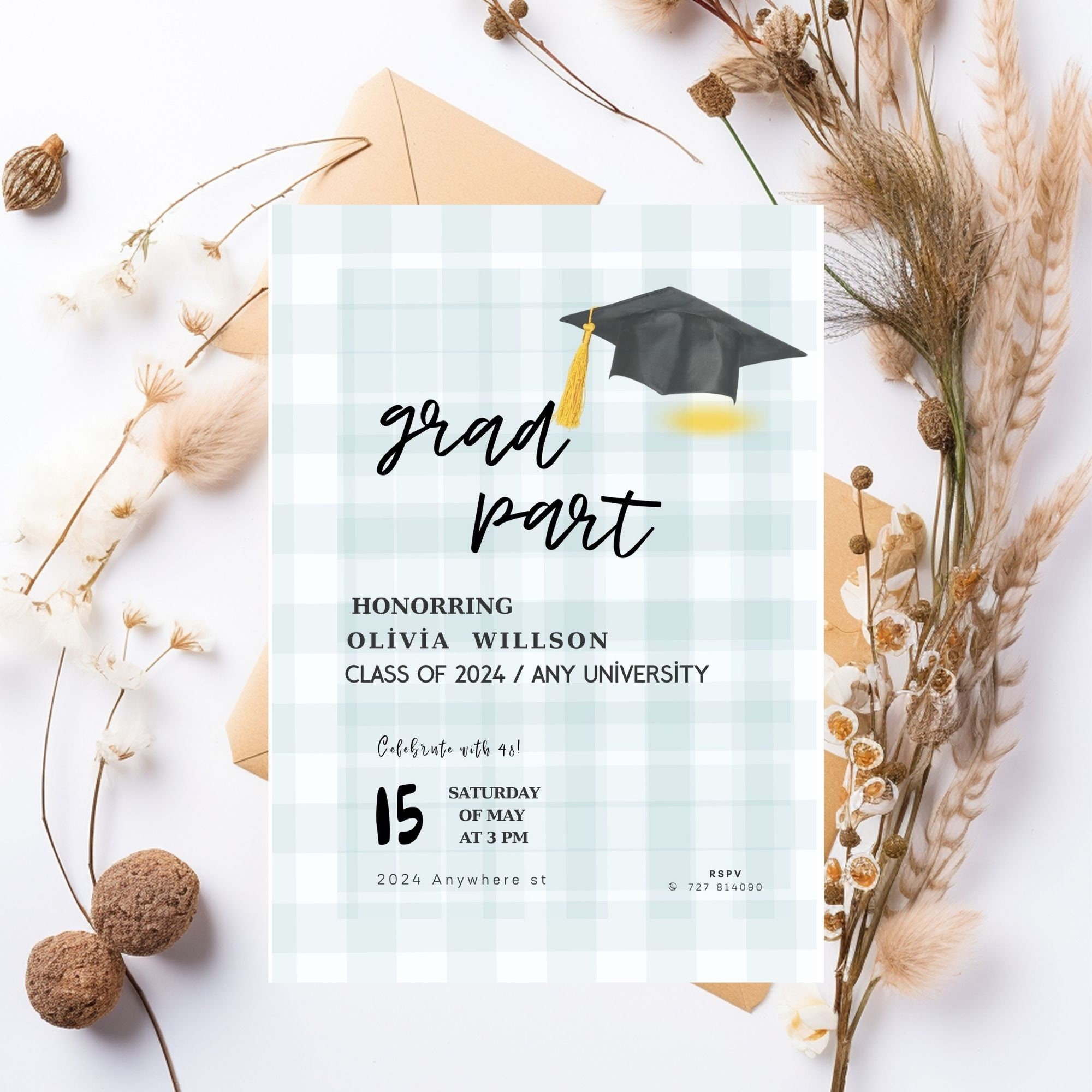 Graduation Party Invitation, Graduation Invitation Template, High ...