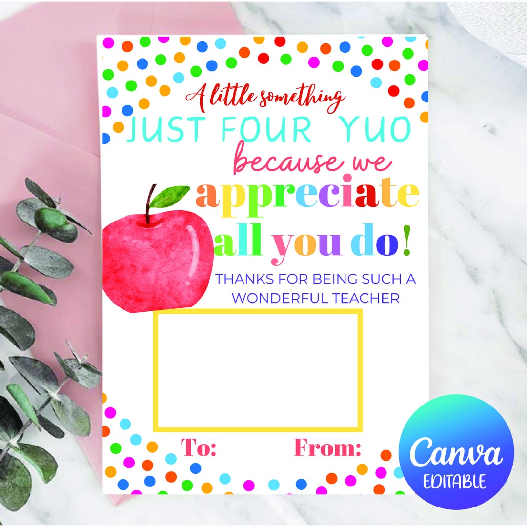 Teacher Appreciation Printable Gift Card Holder A Little Something Just ...
