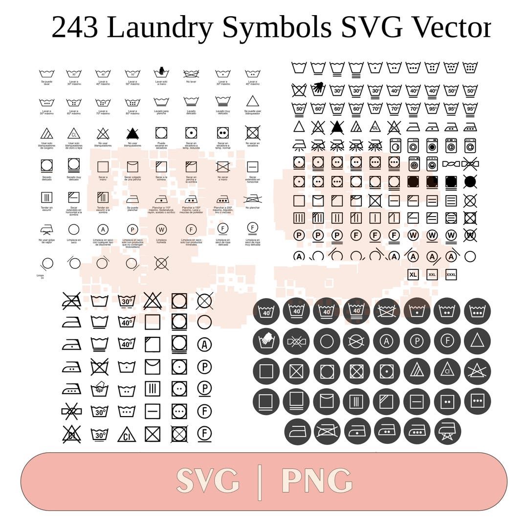 243 Laundry Symbols SVG Bundle: Laundry Guide Icons (instant Download ...