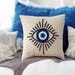 Handmade Evil Eye Punch Embroidered Linen Cushion Cover With Throw ...