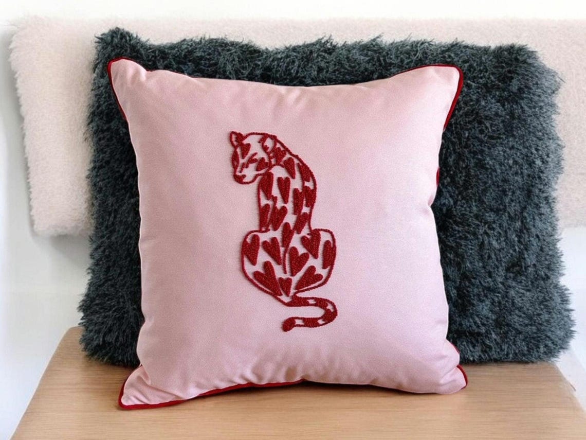 Leopard Punch Pillow Cover, Handmade Heart-shaped Leopard Punch ...