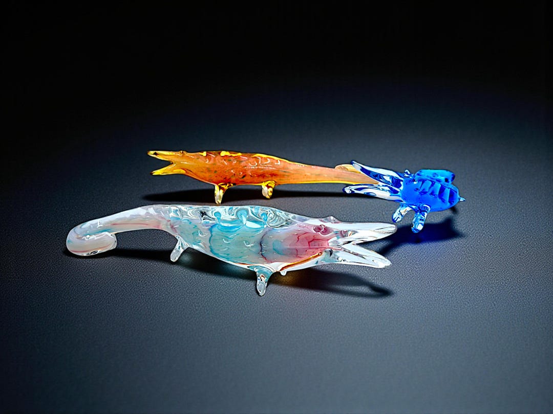 Set of 3 Venetian Murano Glass Crocodile Sculptures - Vintage ...