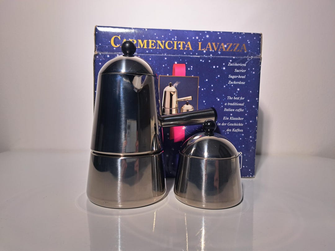Lavazza Carmencita Moka Coffee Maker and Sugar Bowl, Vintage 80s, 18/10 ...