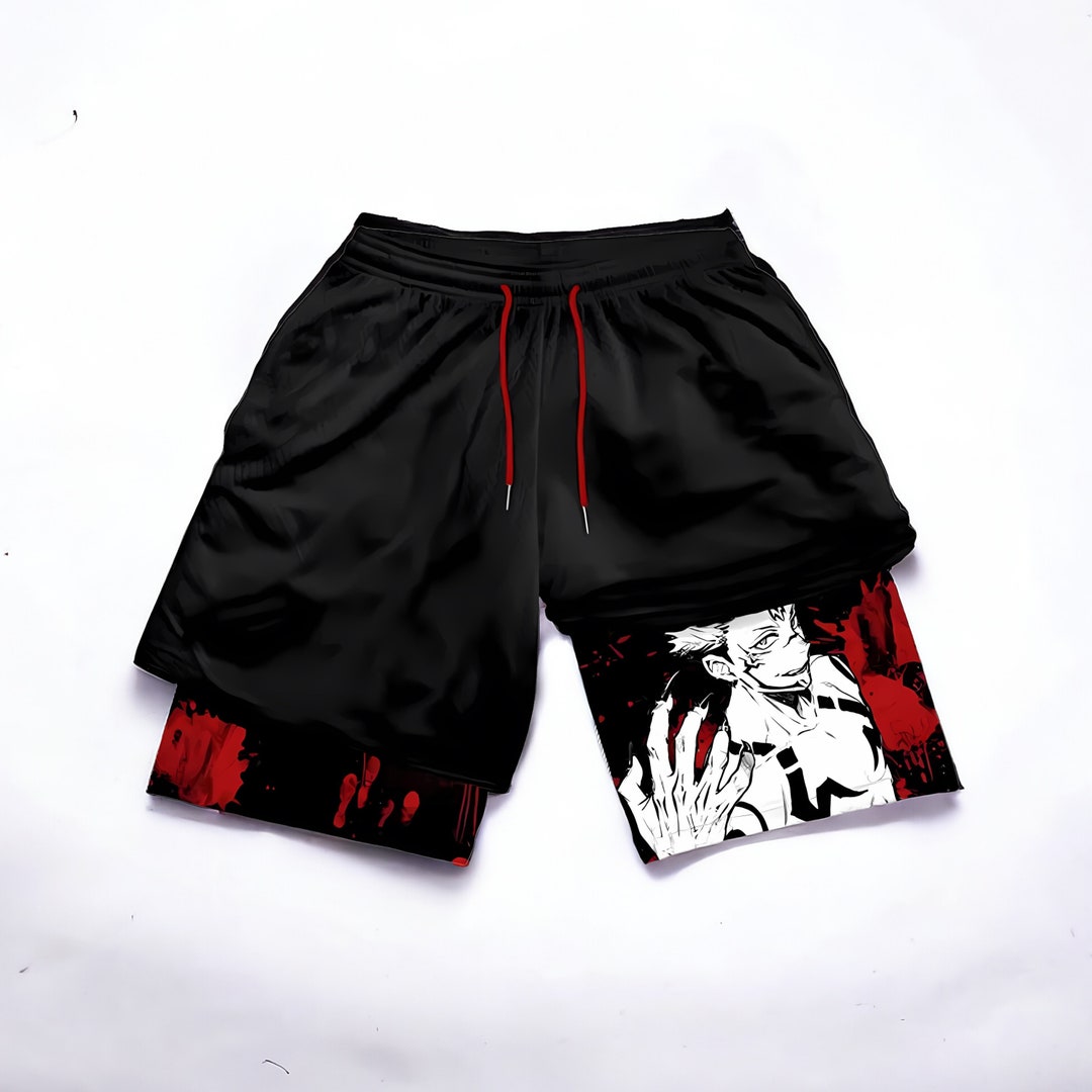 Curse Anime Character Inspired Mens Gym Compression Manga Shorts for ...