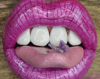 Lip Brooch Red & Black Sparkle Mouth Lip Pin Goth Lip Jewelry Wearable ...