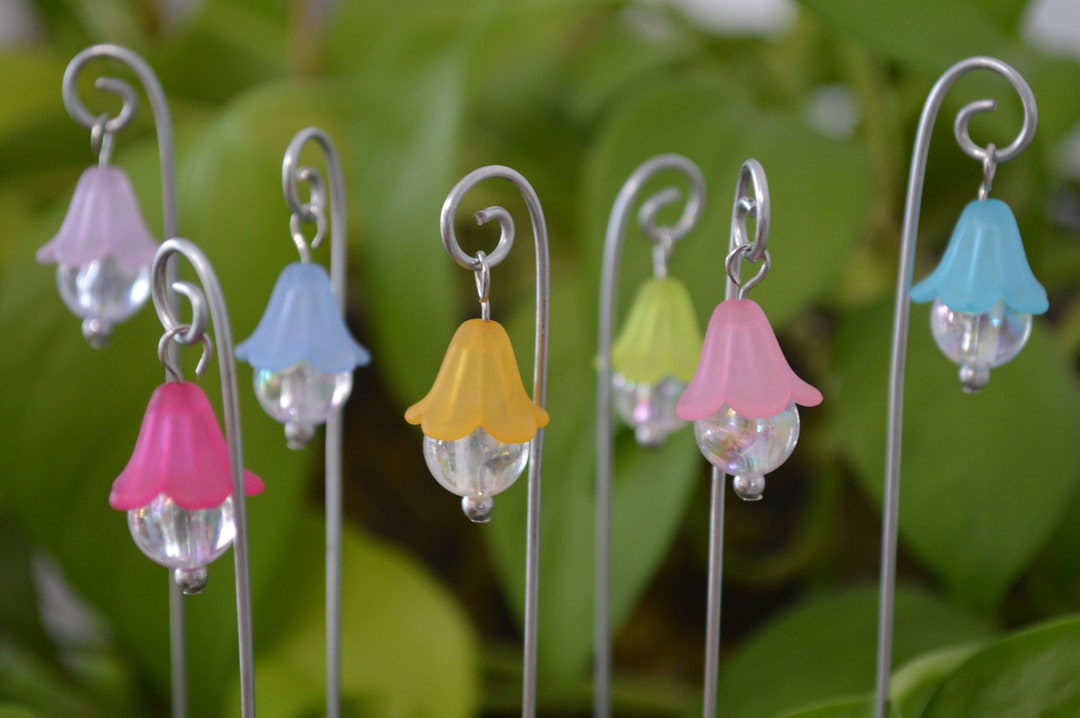 Fairy Lights Set of 3 or 6 Frosted Flower Miniature Fairy Garden Lights ...